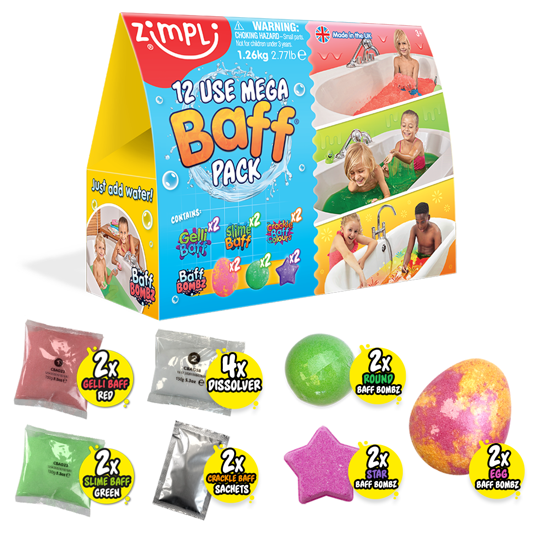 Zimpli Mega Baff Pack - 12 Use Pack with Bath Bombz – Zimpli Kids